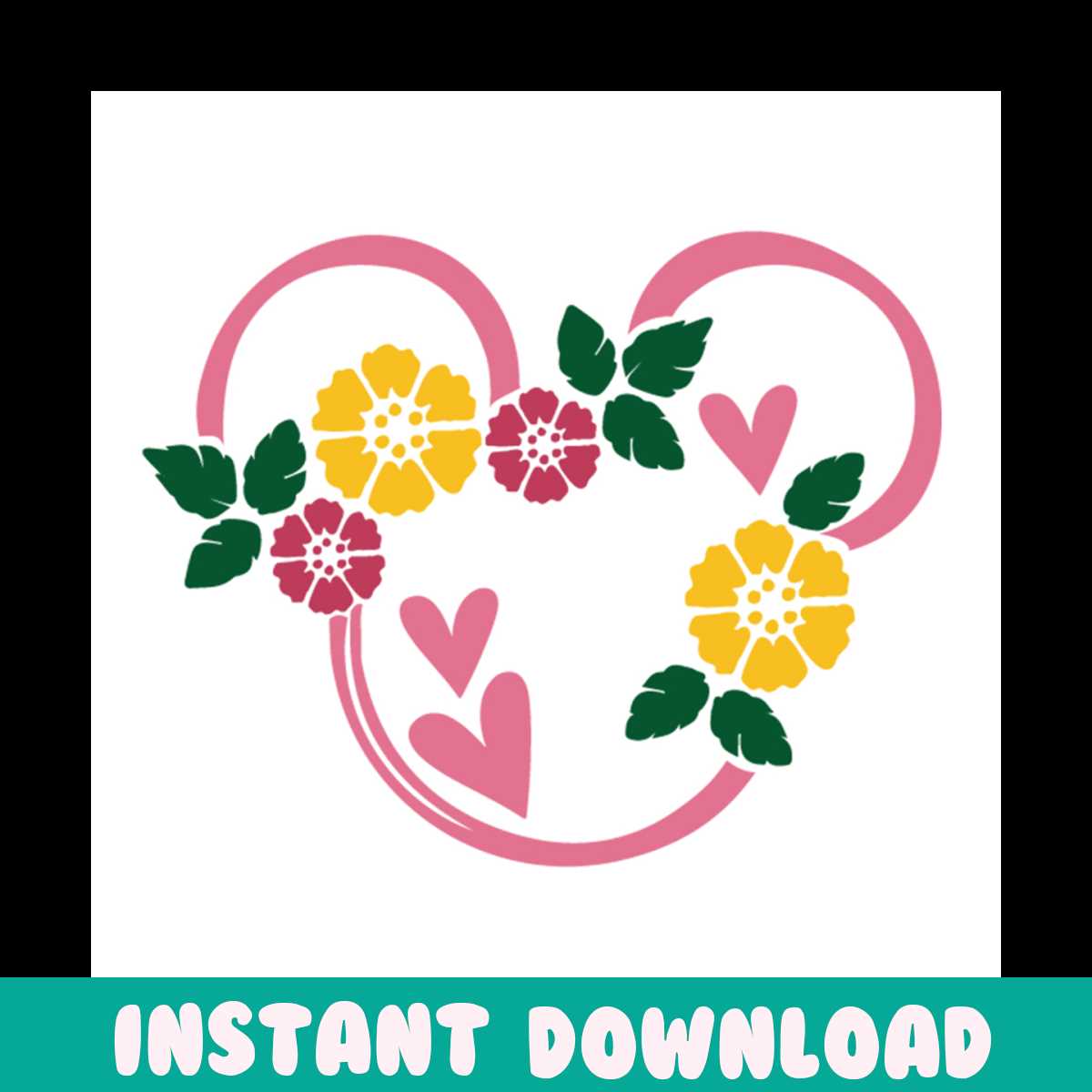 Pink Floral Mickey Head Svg, Disney Svg, Mickey Svg, Mickey - Inspire ...