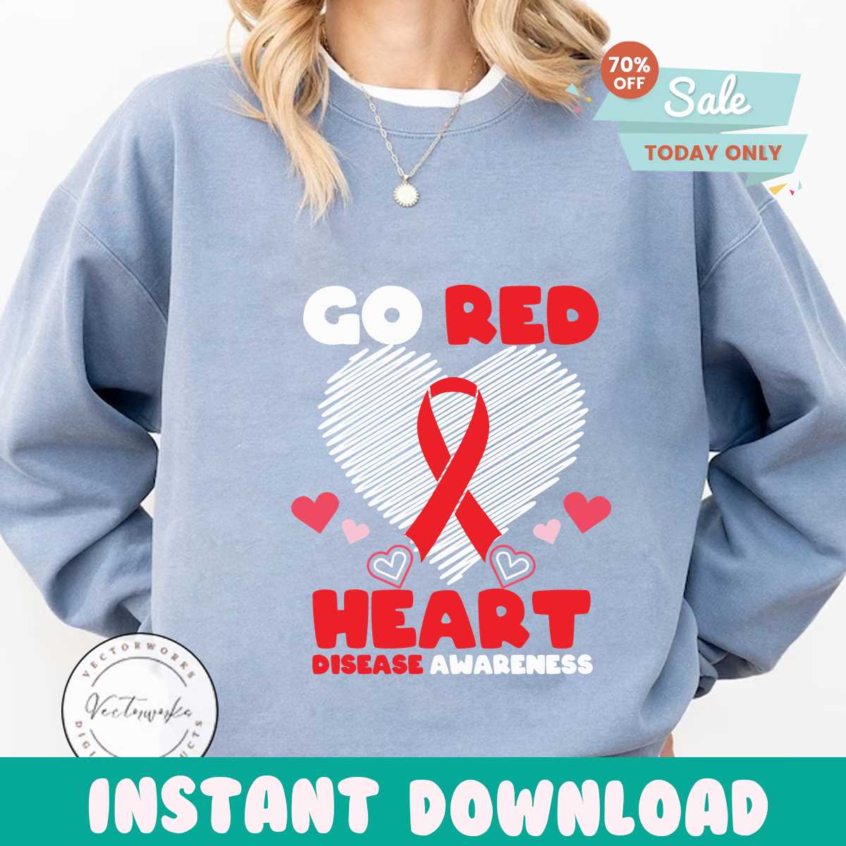 Retro Go Red Heart Disease Awareness SVG - Inspire Uplift