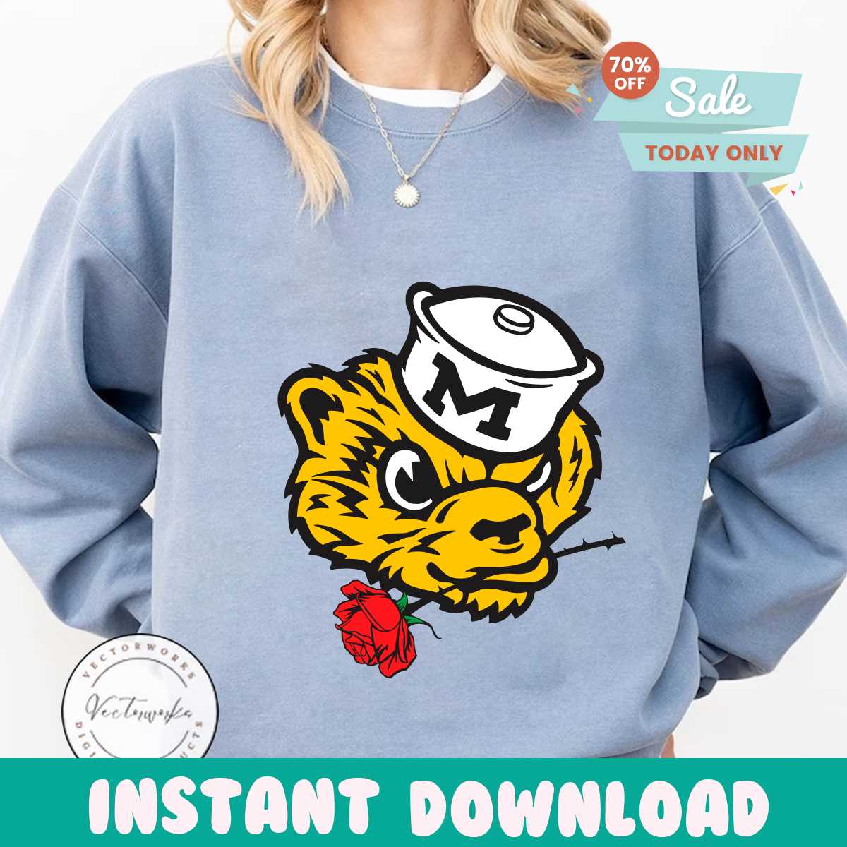 Michigan Wolverines Logo Rose Svg Digital Download | Inspire Uplift