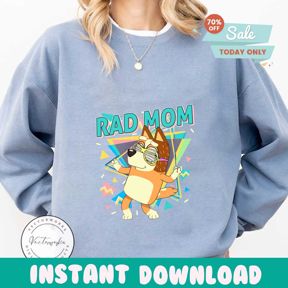 Bluey Rad Mum Svg Png, Bluey Family Svg, Retro Chilli Heeler | Inspire ...