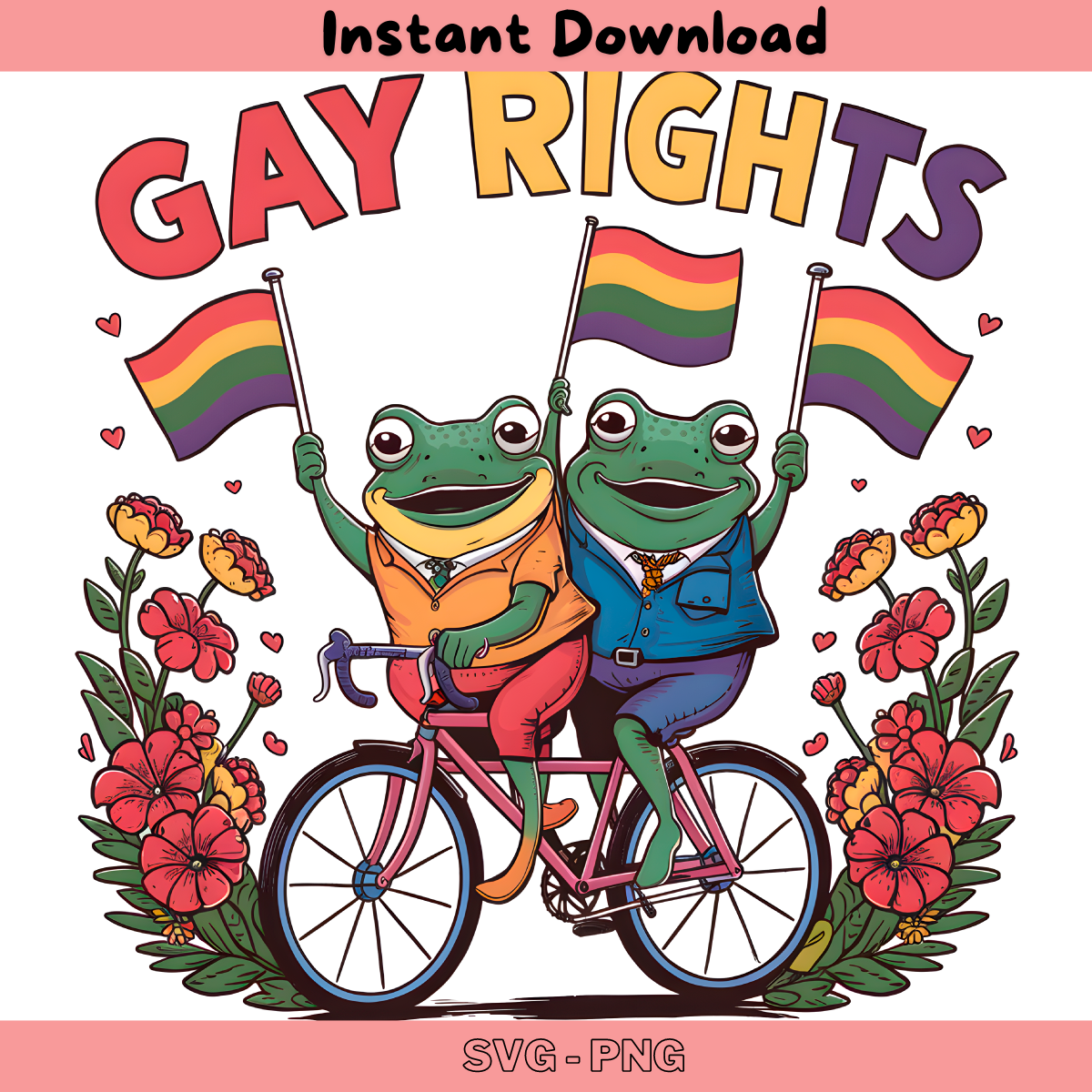 Floral Gay Rights Frogs LGBT Pride PNG Digital Download File | Inspire ...