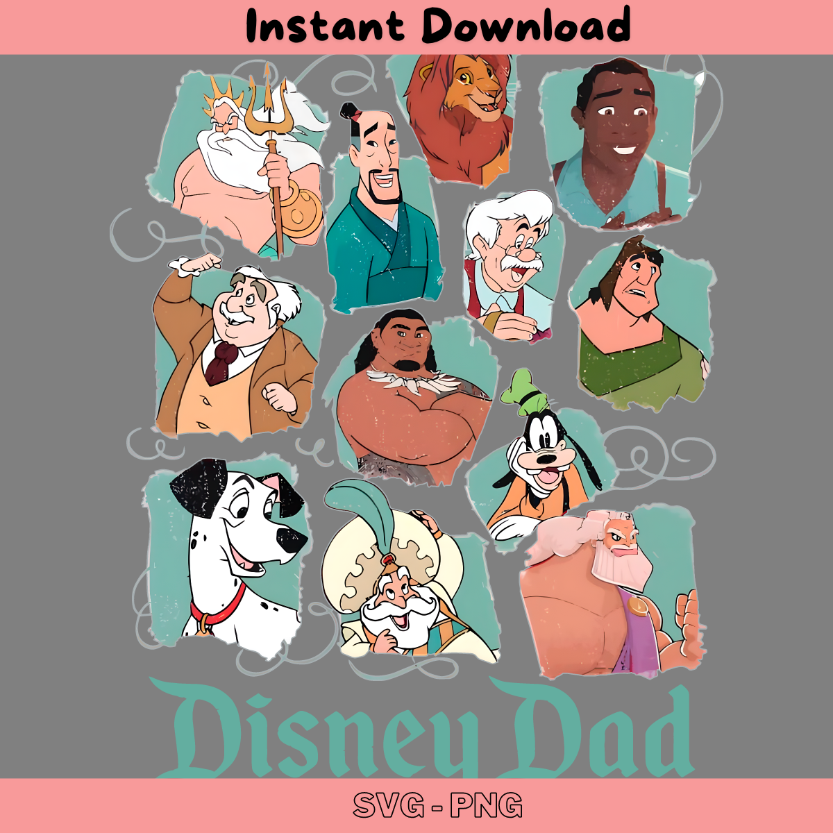 Retro Disney Dad Happy Fathers Day PNG Digital Download File | Inspire ...
