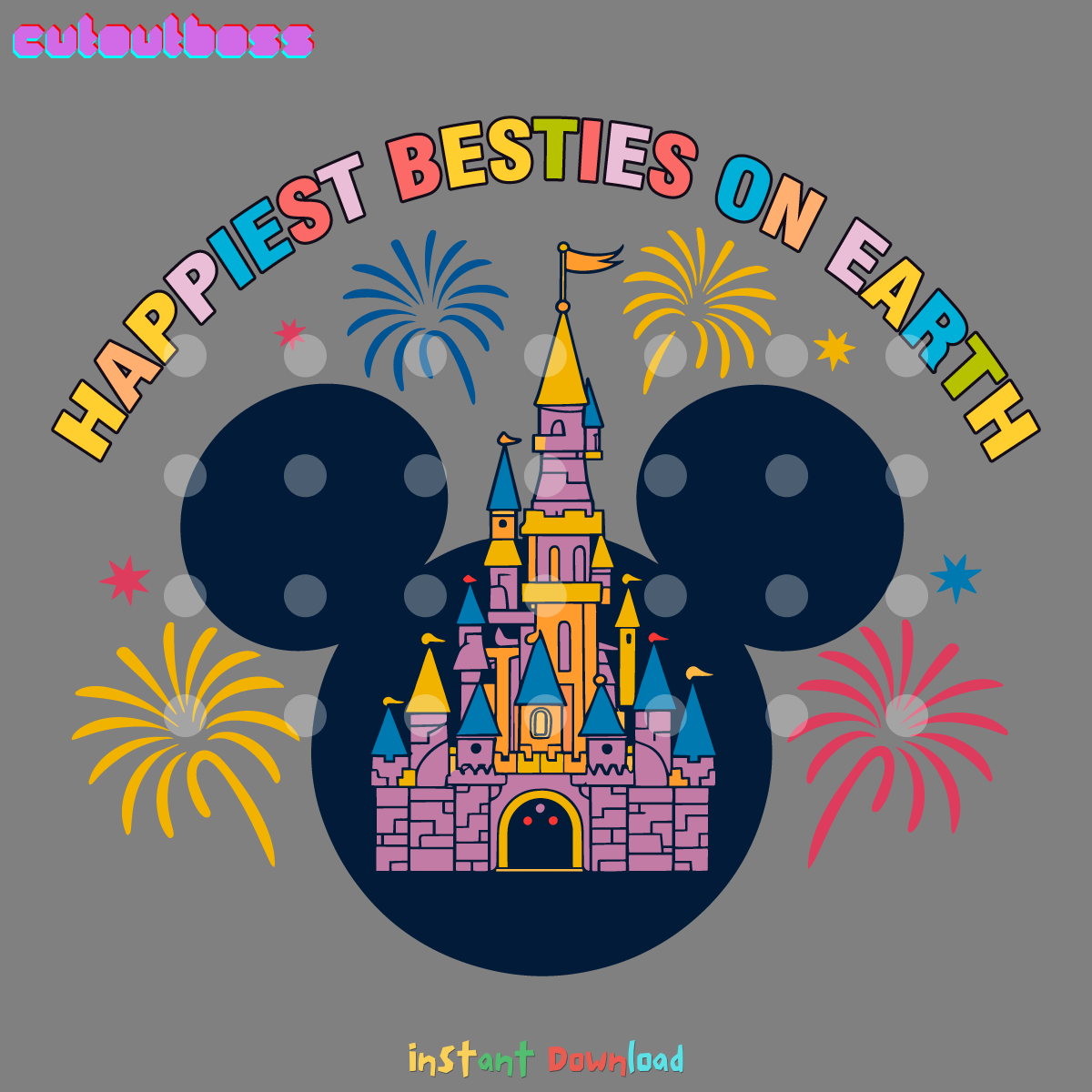 Happiest Besties On Earth Mickey Head SVG | Inspire Uplift