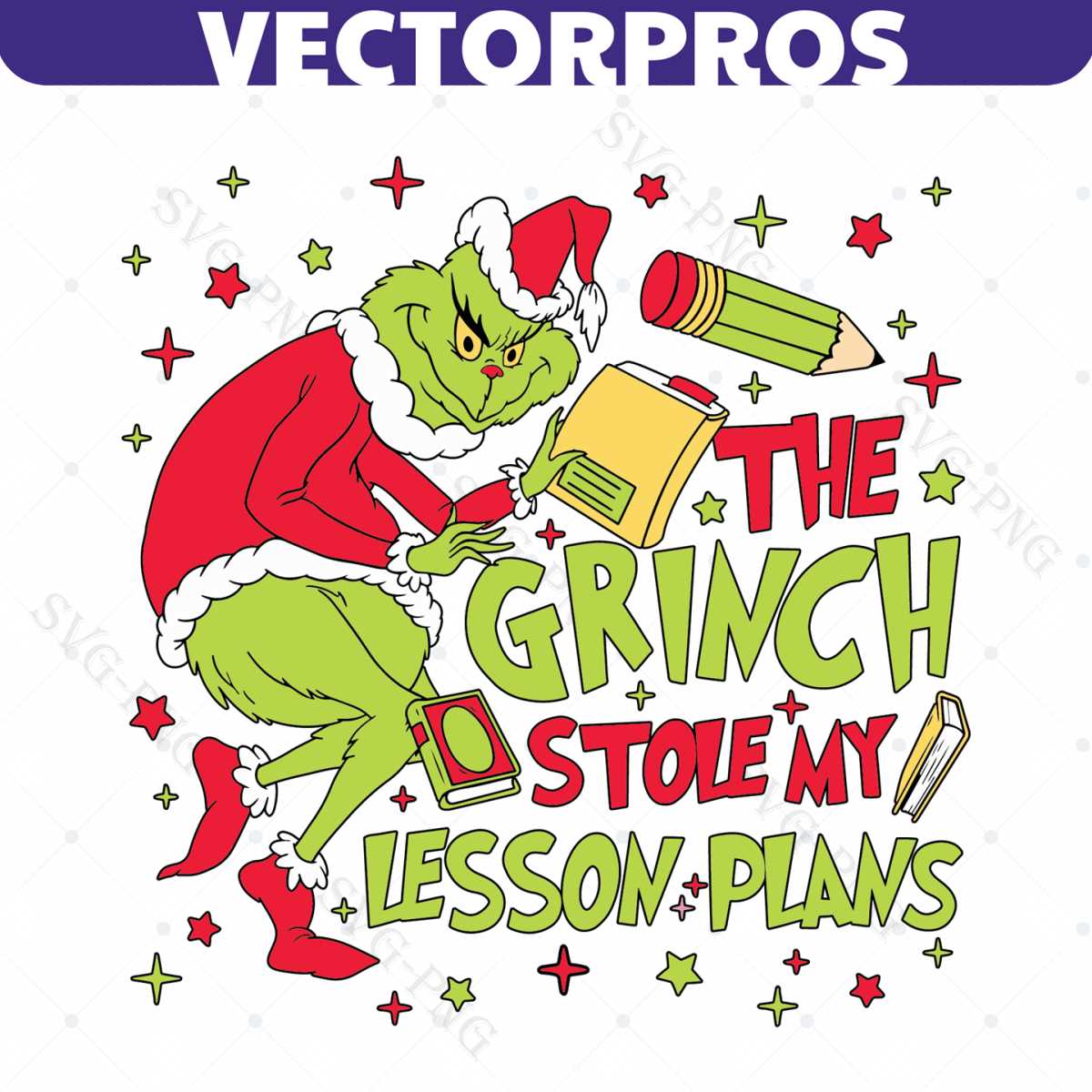 Retro Grinch Stole My Lesson Plans SVG | Inspire Uplift