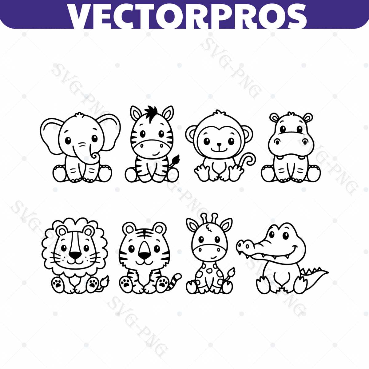 Safari animals outline SVG Cute african jungle animal cut fi | Inspire ...