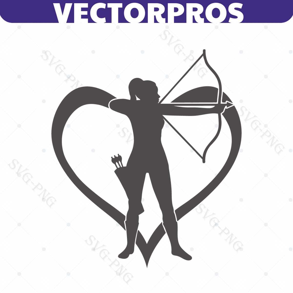 Archery Love Heart Girl Archer SVG File,Archery Girl SVG -Ve | Inspire ...