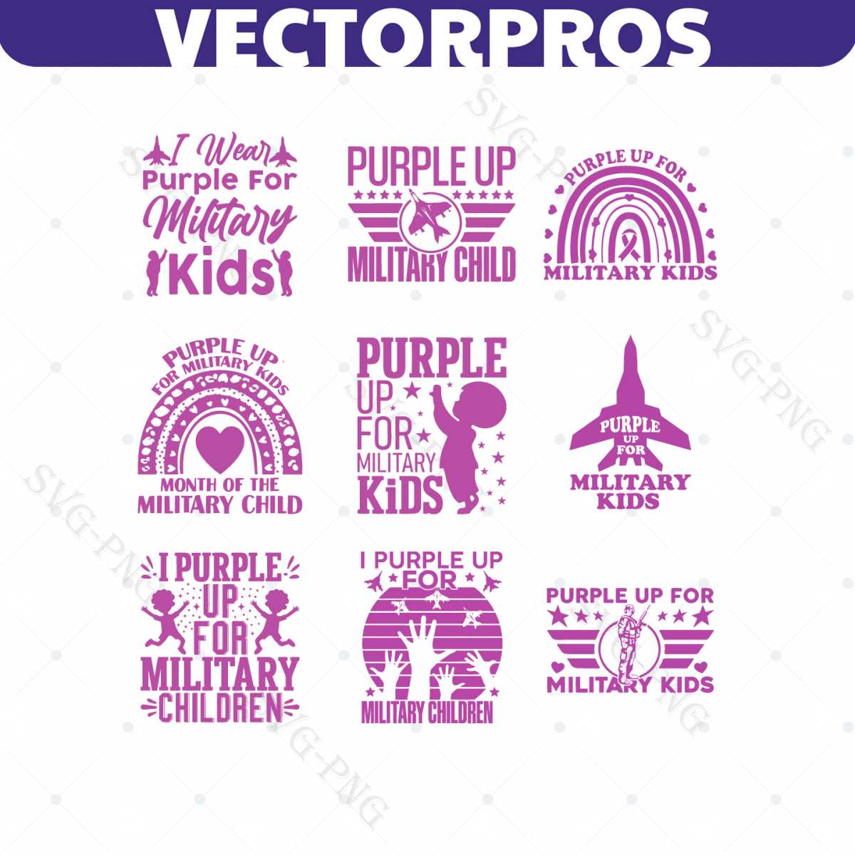 Purple Up Military Child Svg Png Bundle, Month of the Milita | Inspire ...