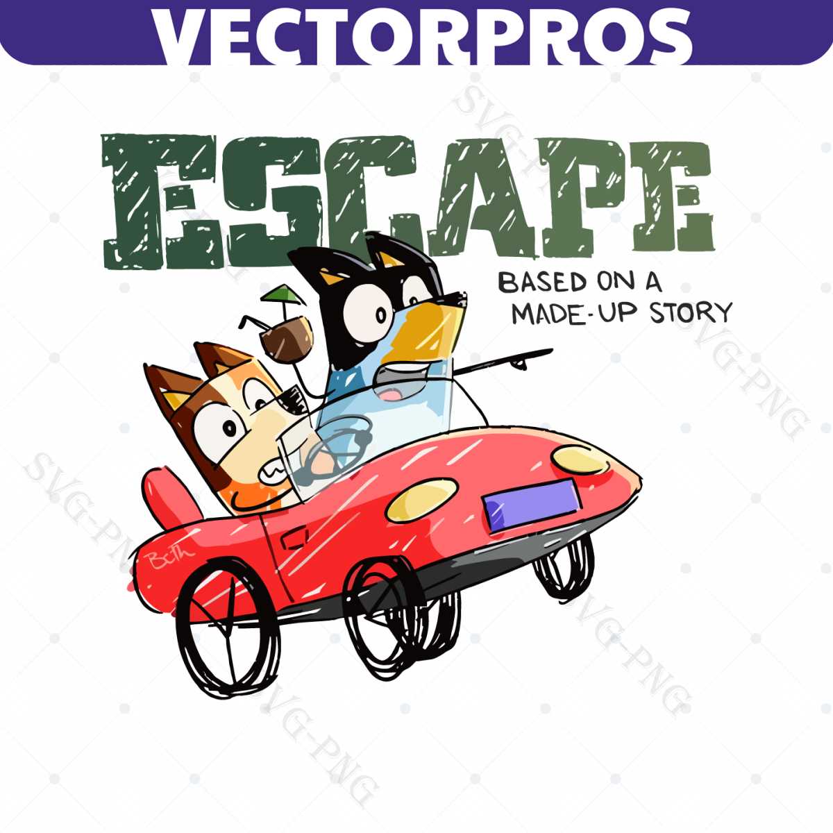 Vintage Bluey Escape Based On A Made Up Story PNG | Inspire Uplift