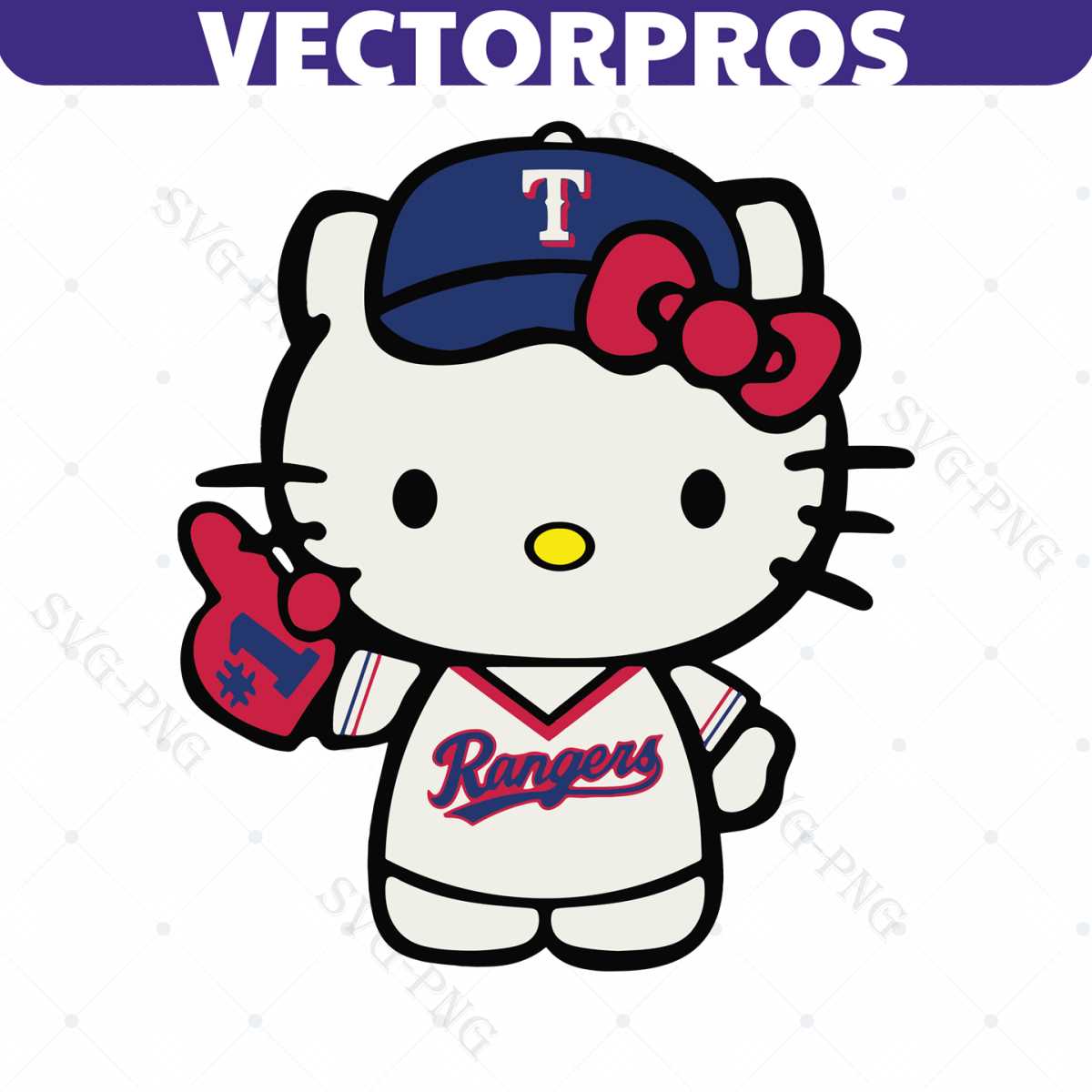 Hello Kitty Texas Rangers Baseball Team SVG | Inspire Uplift