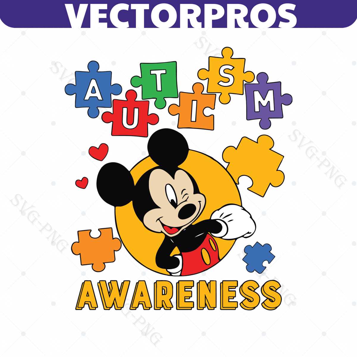 Disney Mickey Autism Awareness Puzzle Piece SVG | Inspire Uplift