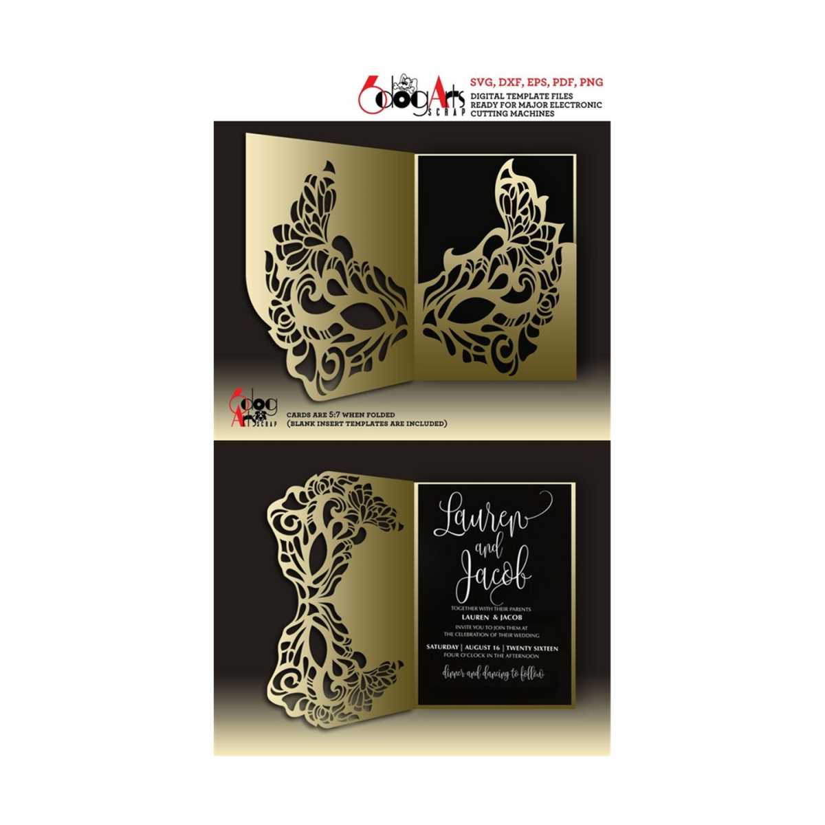 Masquerade Mardi Gras Bi-fold Sleeve Pocket Card Templates V | Inspire ...