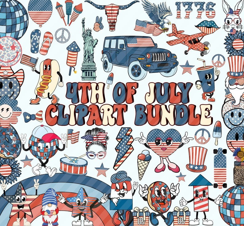 Retro 4th of July Clipart Png, Fourth Of july Clipart, indep | Inspire ...