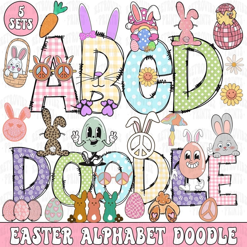 Easter Doodle Bundle PNG, Easter Clipart Bundle, Easter Lett | Inspire ...