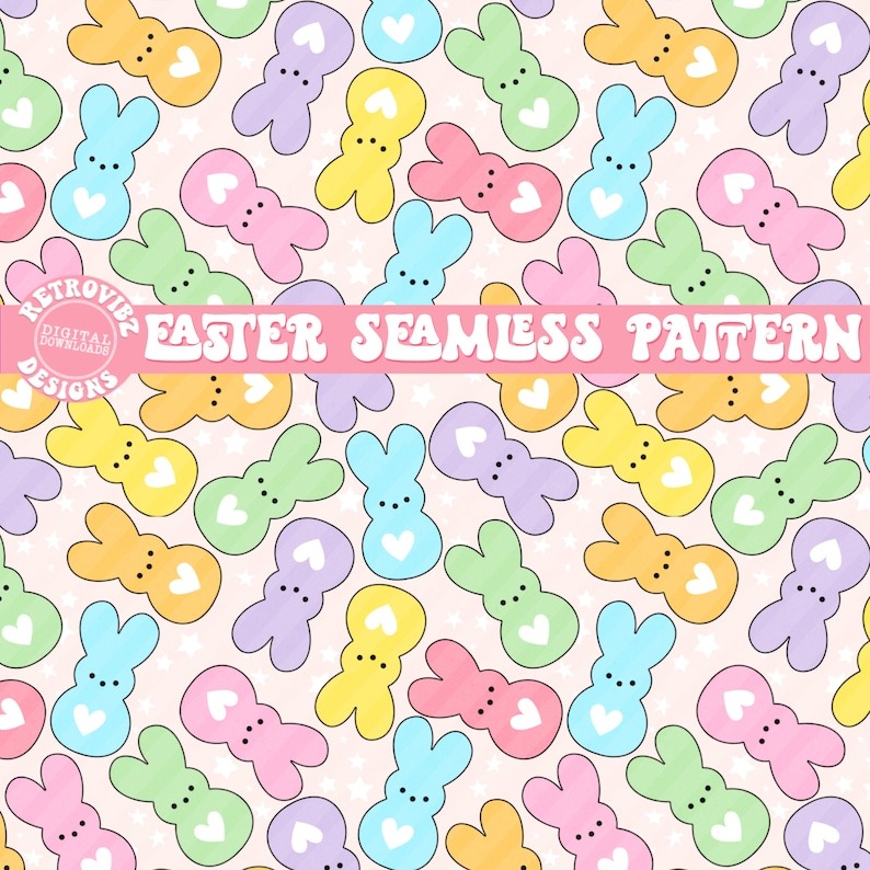 Easter Peeps Pastel Seamless Repeating Pattern, Bunny Rabbit | Inspire ...