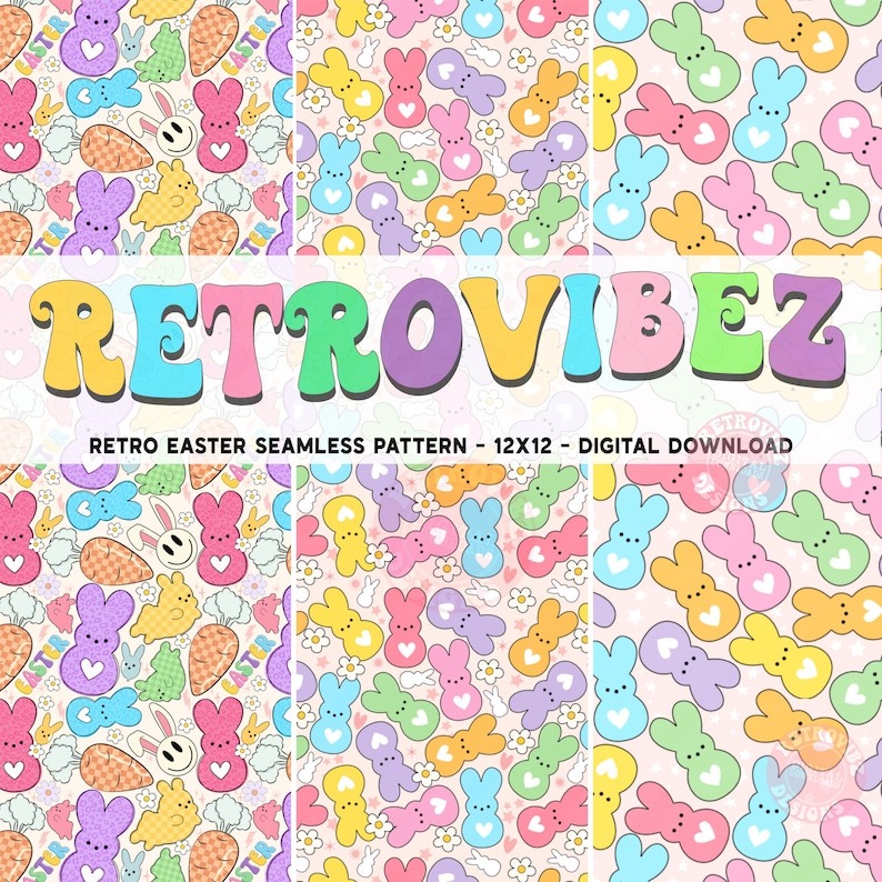 Easter Bunnies Seamless Digital Paper, Pastel Easter peeps B | Inspire ...