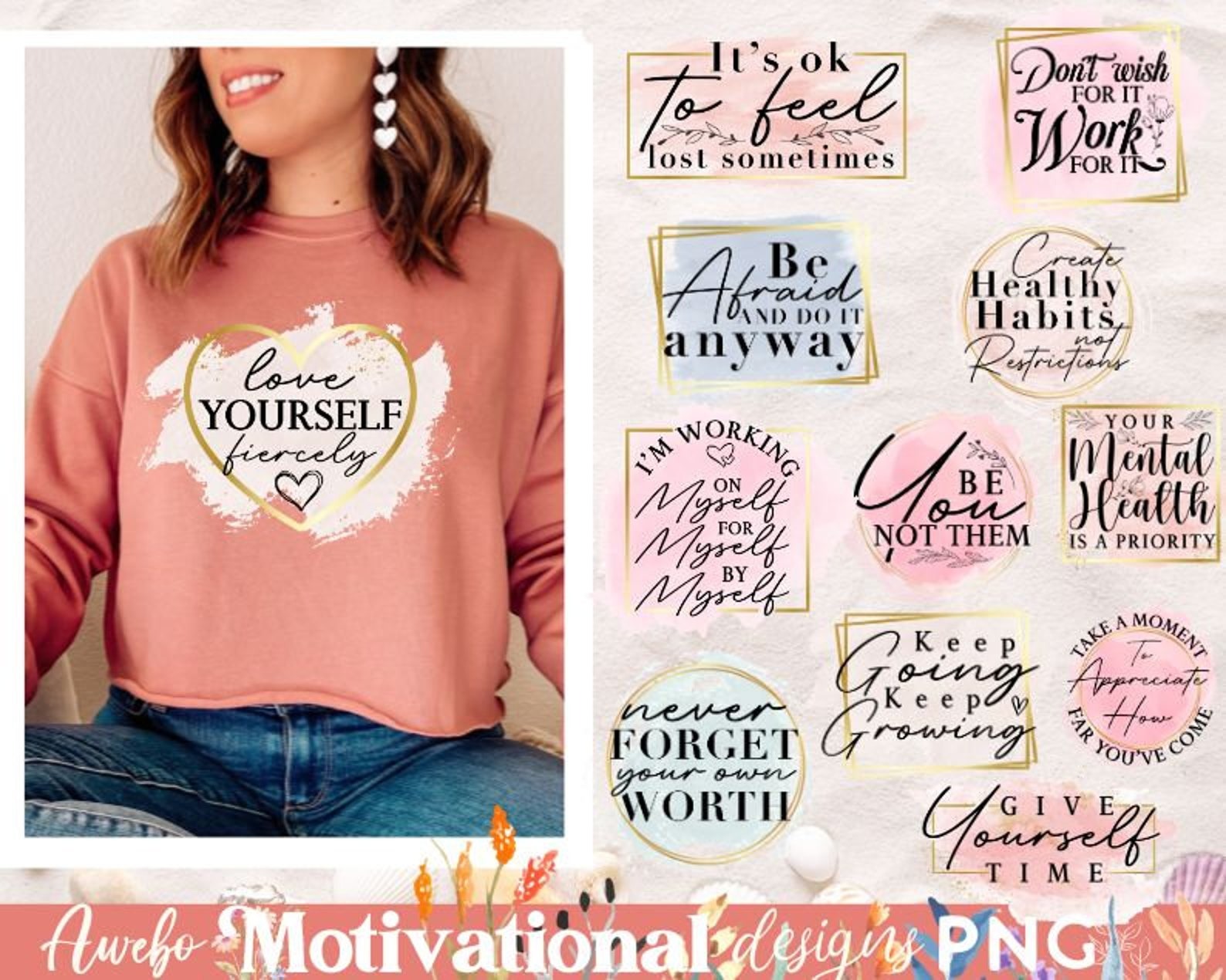 12 Watercolor Motivational Quotes Png Bundle | Encouraging Q | Inspire ...