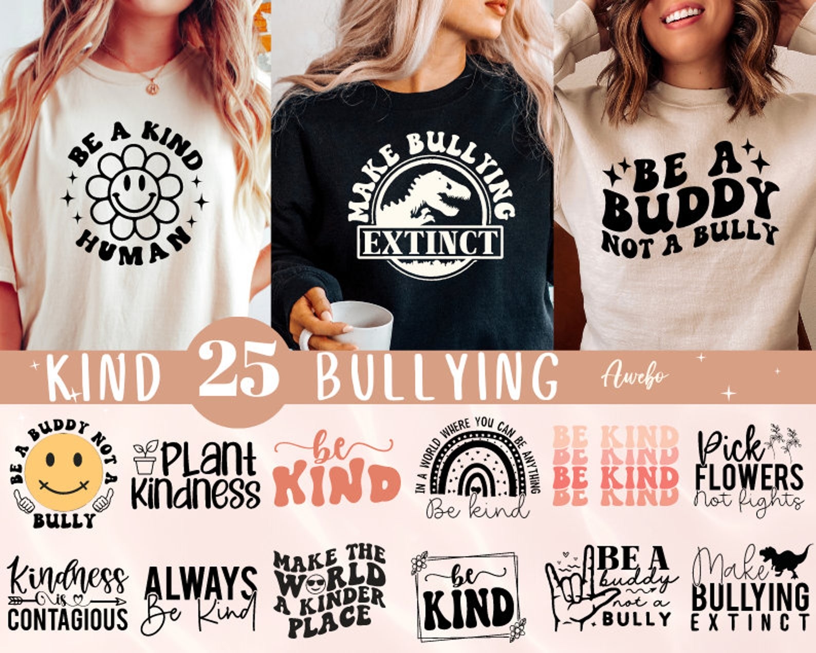 Anti bullying svg bundle, Stop Bullying svg, Be Kind svg, Ki | Inspire ...