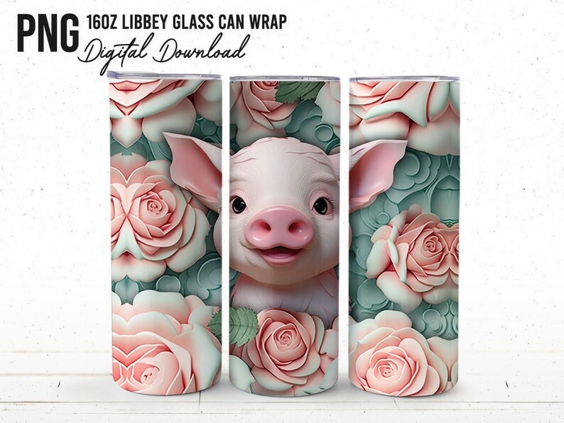 3D Sculpted Art - Pig with Muted Pastel Flowers Seamless 3D | Inspire ...