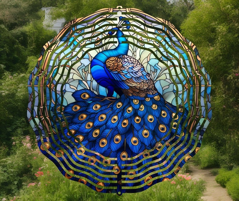 3D Peacock Stained Glass,Royal Peacock Spinner,3D Spinner De | Inspire ...