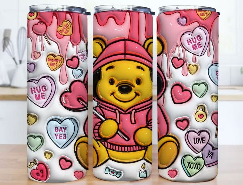 3D Inflated Pooh Valentine Tumbler Wrap, Winnie The Pooh 3D | Inspire ...