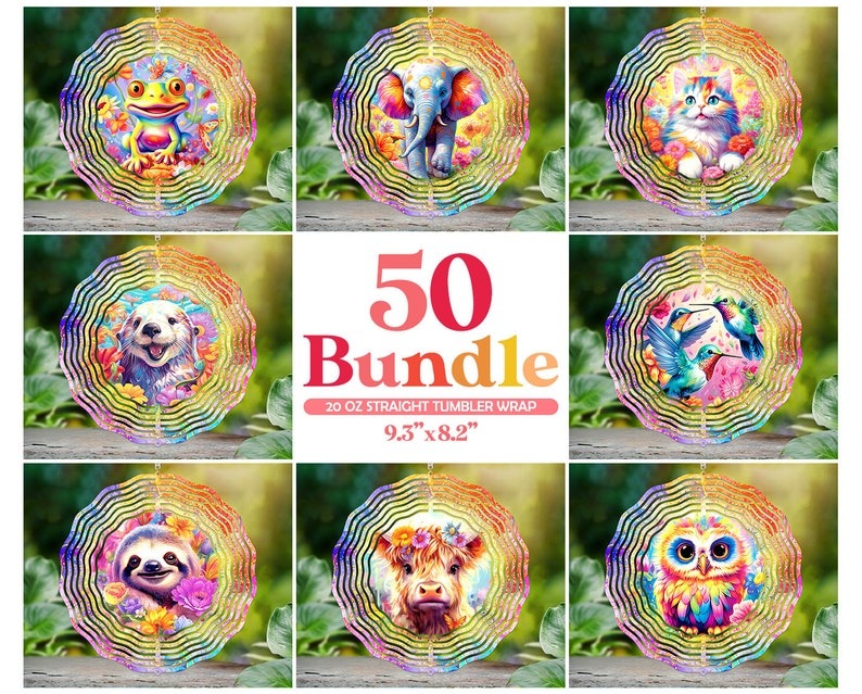 Neon Glitter Wind Spinner Sublimation Design Bundle, Wind Sp | Inspire ...