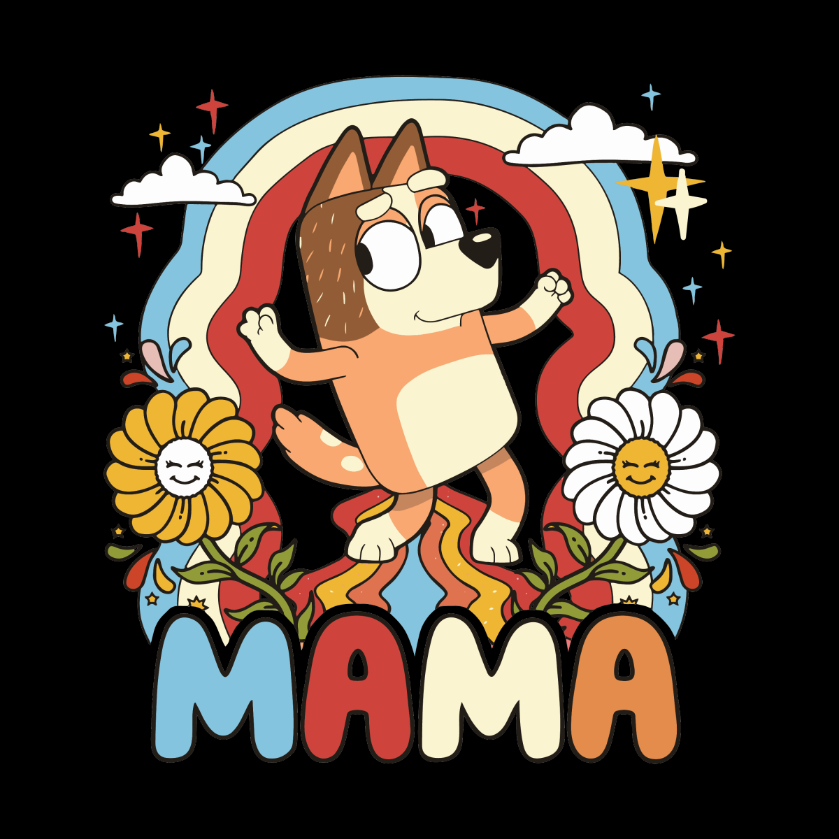 Floral Bluey Mama Chilli Heeler Mothers Day SVG | Inspire Uplift