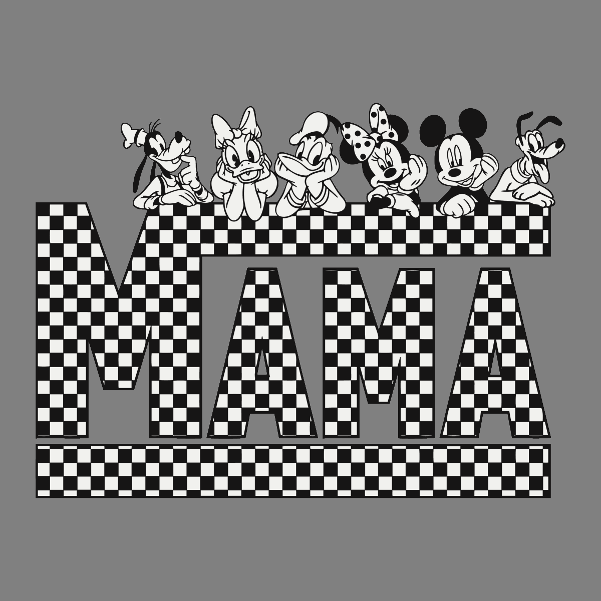 Vintage Mama Mickey Mouse and Friends Checkered SVG | Inspire Uplift