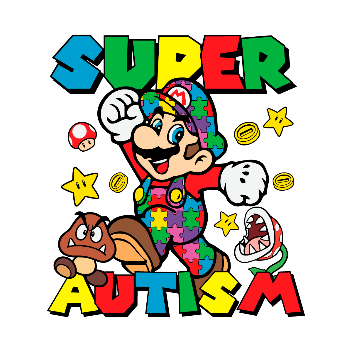 Super Autism Mario Puzzle Pieces SVG Digital Download Files | Inspire ...