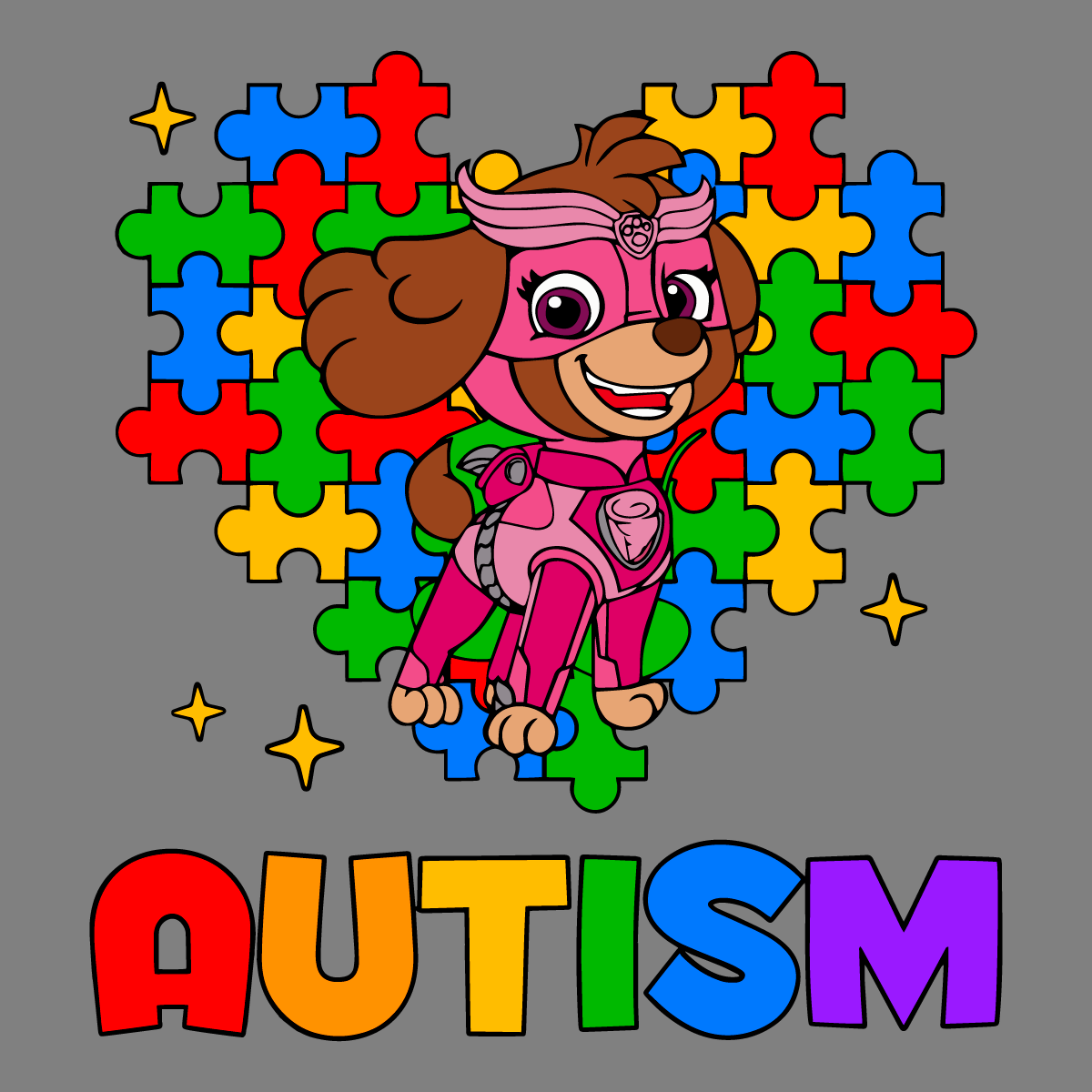 Groovy Paw Patrol Skye Autism Heart SVG Digital Download Fil - Inspire ...