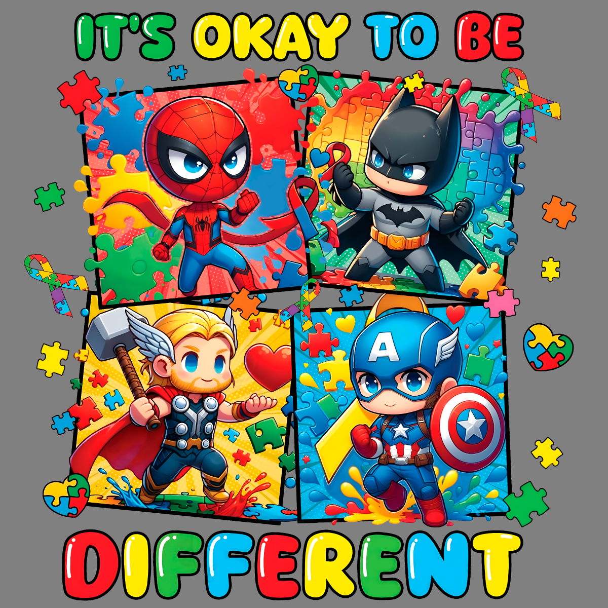 Superhero Autism Its Okay To Be Different PNG - Inspire Uplift