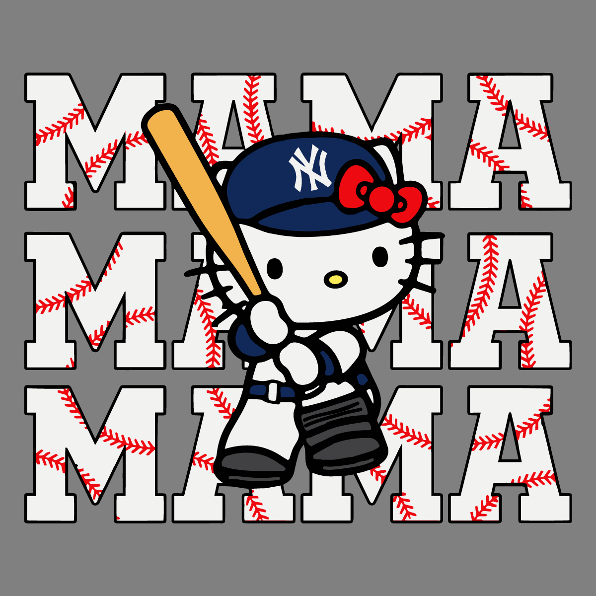 Hello Kitty Mama NY Yankees Baseball SVG | Inspire Uplift