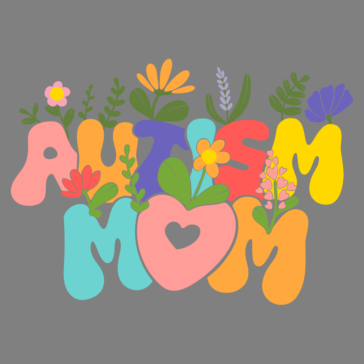 Floral Autism Mom Wildflowers SVG Digital Download Files - Inspire Uplift