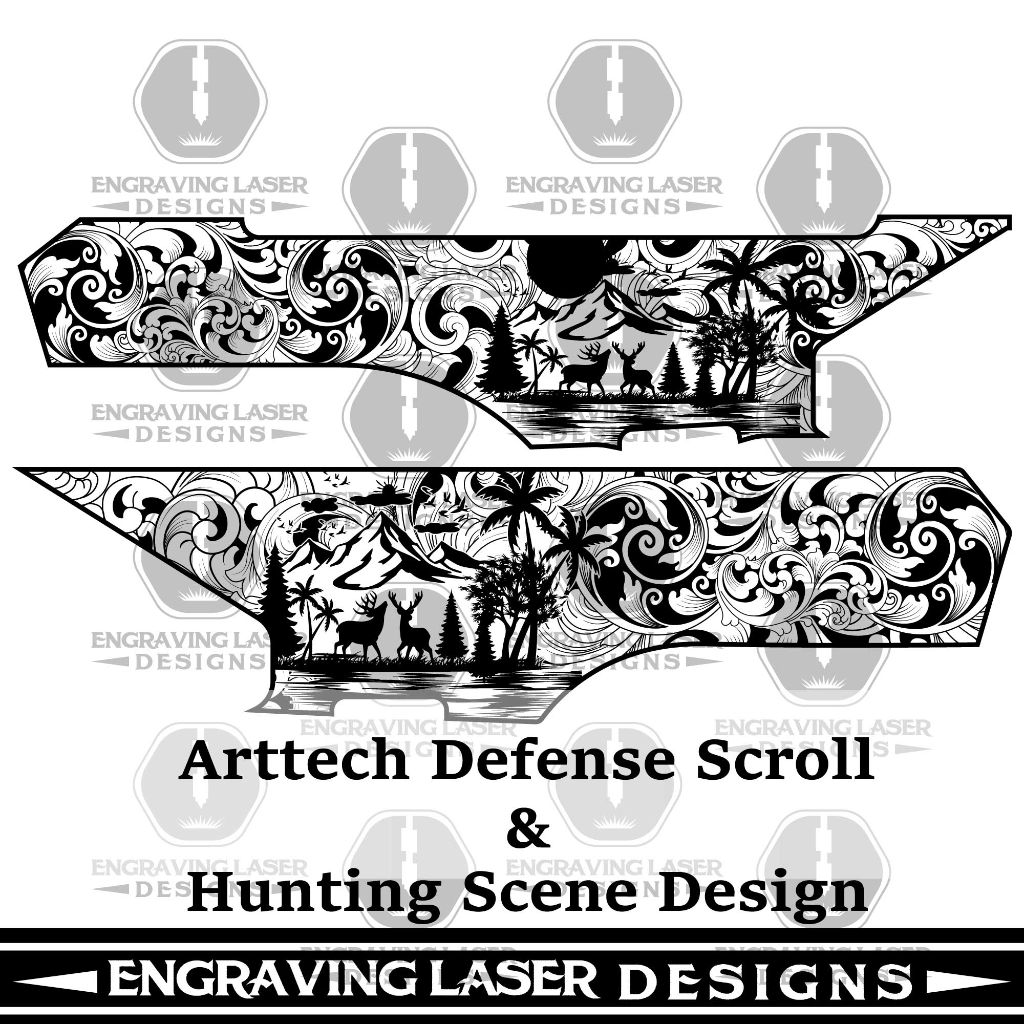 Engraving Laser Designs Arttech Defense Scroll & Hunting Sce | Inspire ...