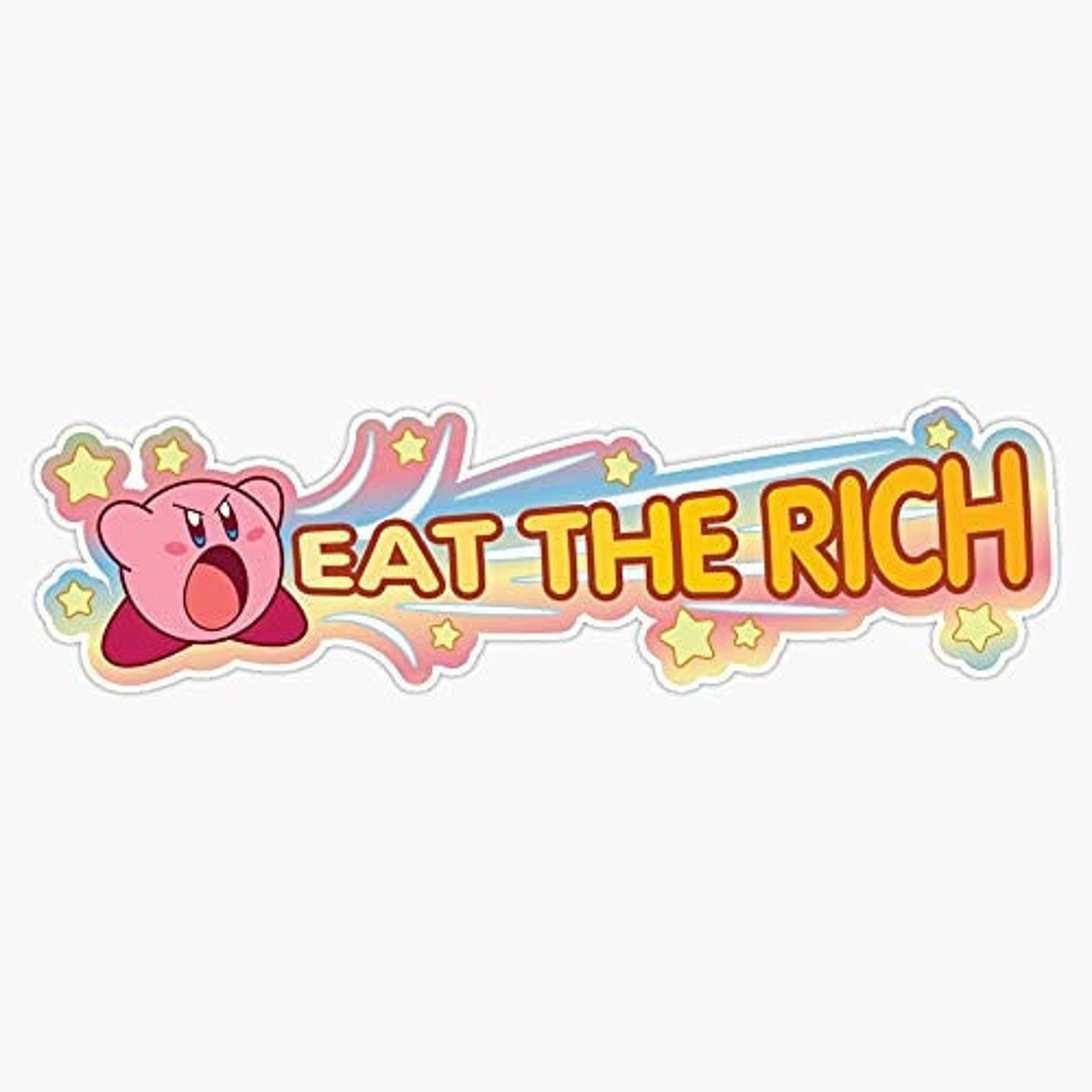 Generic Kirby Sticker Eat The Rich Wide Stickers Rainbow Bac | Inspire ...