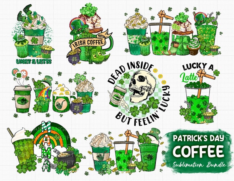 St. Patrick's Coffee Png Bundle, Coffee Drink Png, Lucky Cof | Inspire ...