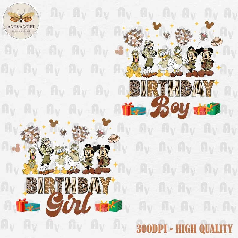 Bundle Birthday Boy And Birthday Girl PNG, Birthday Animal K | Inspire ...