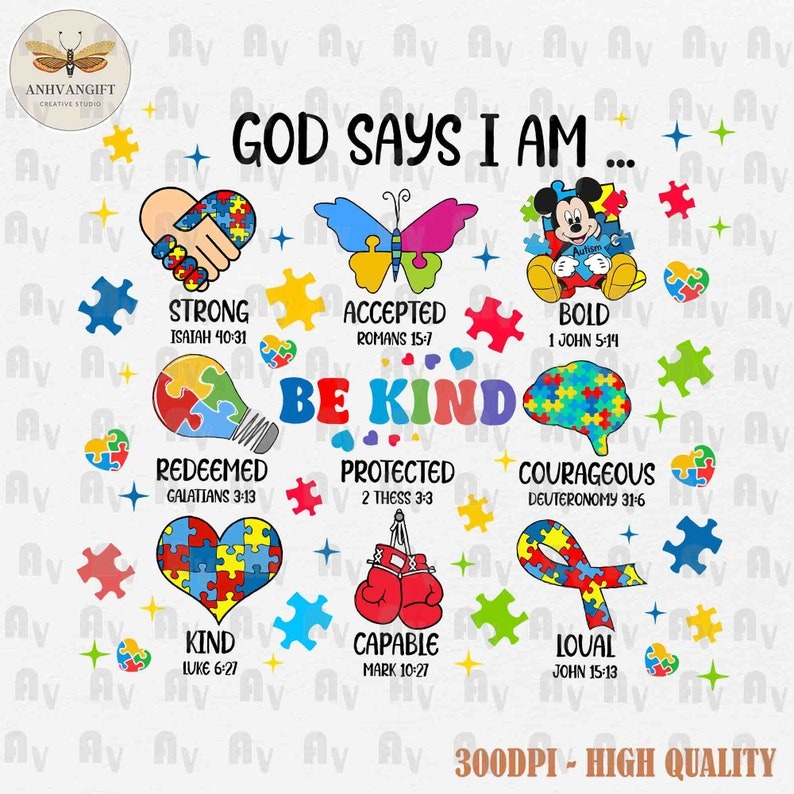 God Says I Am Autism PNG, Christian Png, Autism Doodle, Retr | Inspire ...