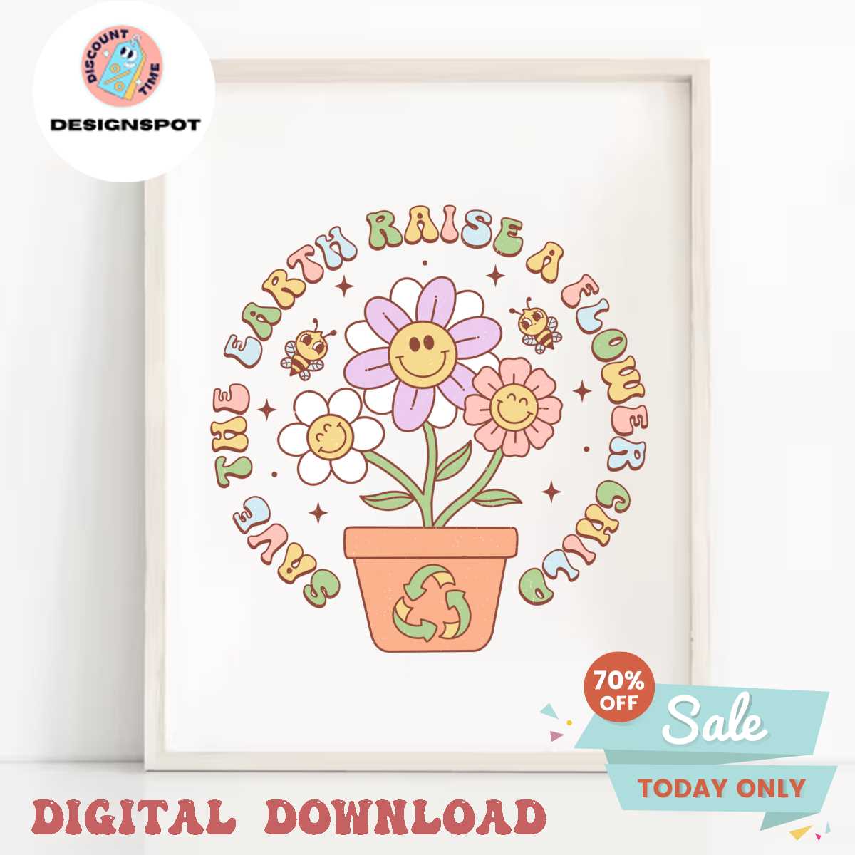 Save The Earth Raise A Flower Child PNG | Inspire Uplift