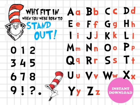 Dr Seuss Font SVG, TTF, PNG, Dxf, Eps Layered Item, Clipart, | Inspire ...
