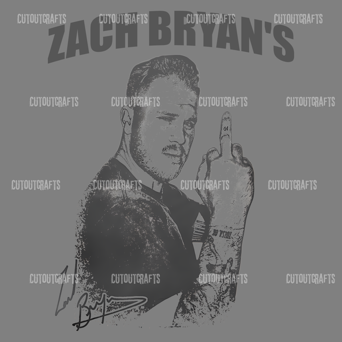 Vintage Zach Bryan Funny Middle Finger PNG | Inspire Uplift