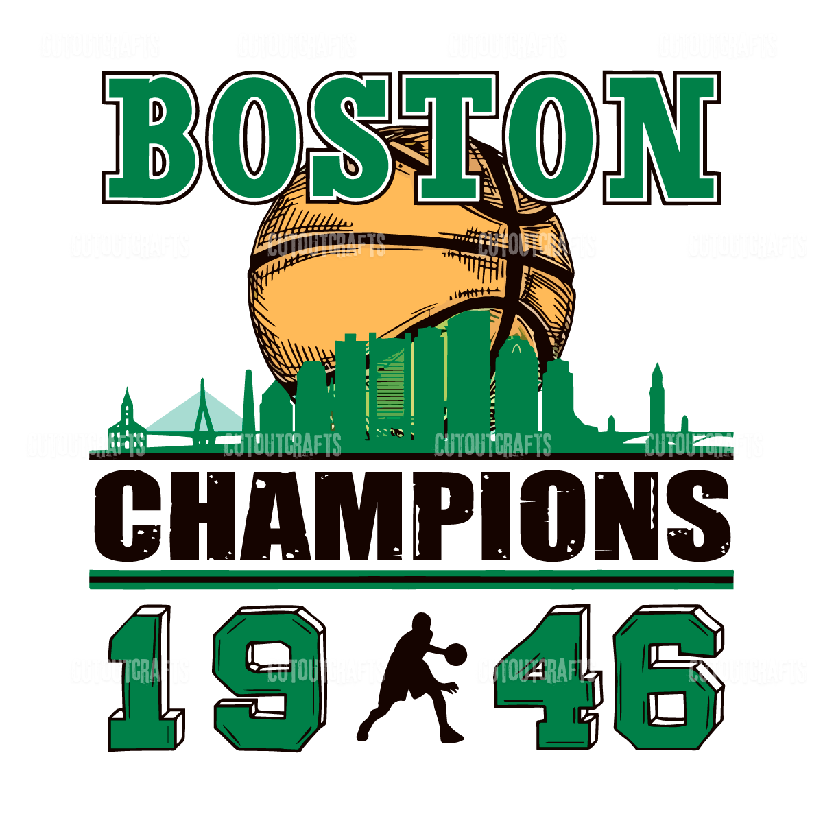 Boston Champions 1946 City Skyline SVG Digital Download File | Inspire ...