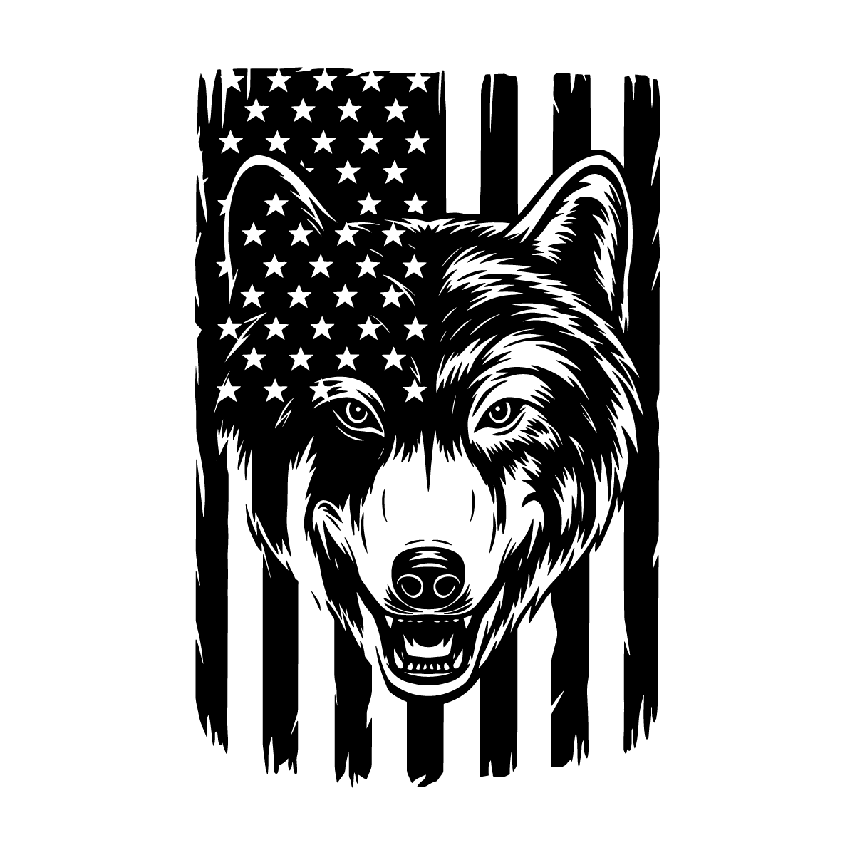 Wolf With American Flag Svg Digital Download Files | Inspire Uplift