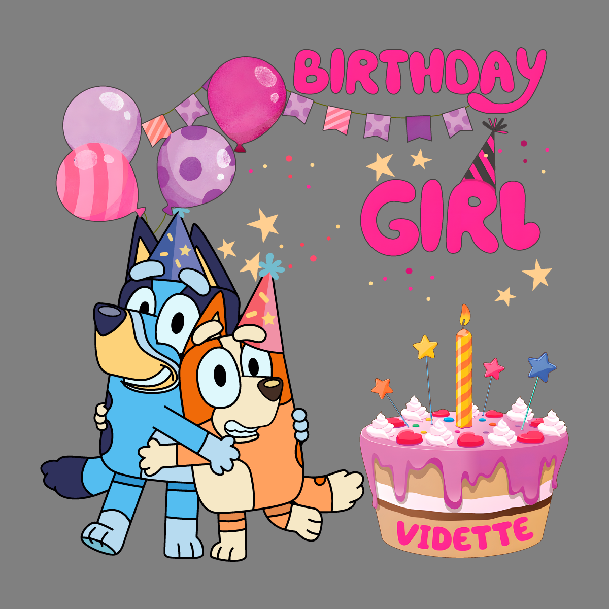 Custom Birthday Girl Bluey Cartoon PNG Digital Download File | Inspire ...