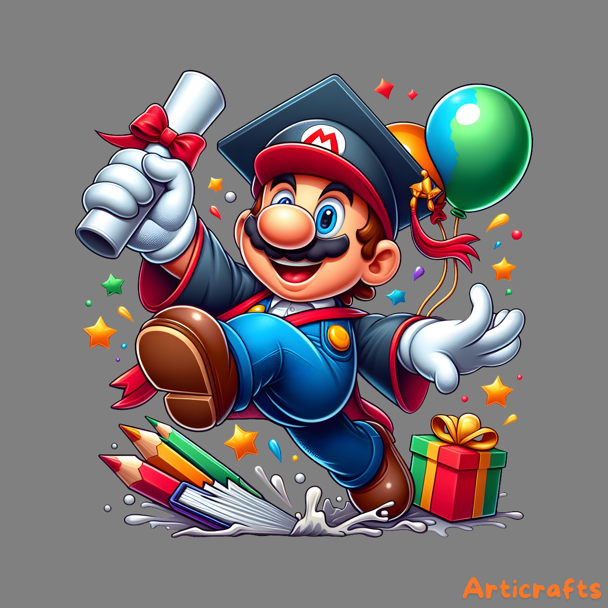 Funny Super Mario Graduation PNG Digital Download Files | Inspire Uplift