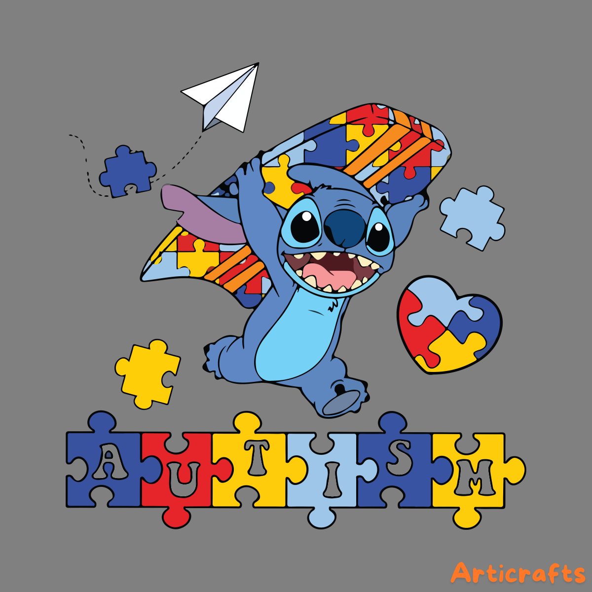 Funny Stitch Autism Puzzle Pieces PNG Digital Download Files | Inspire ...
