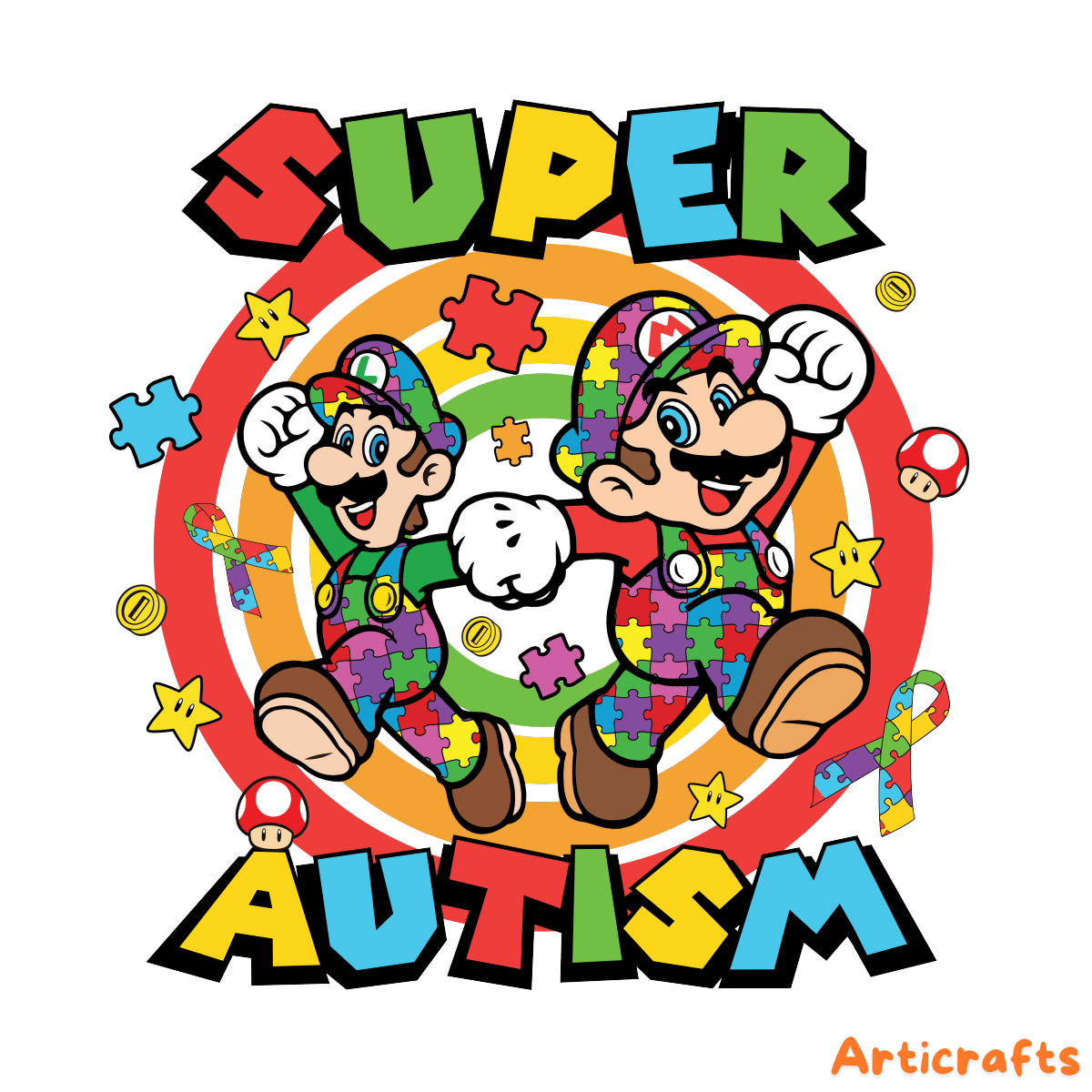 Super Autism Cartoon Super Mario PNG Digital Download Files | Inspire ...