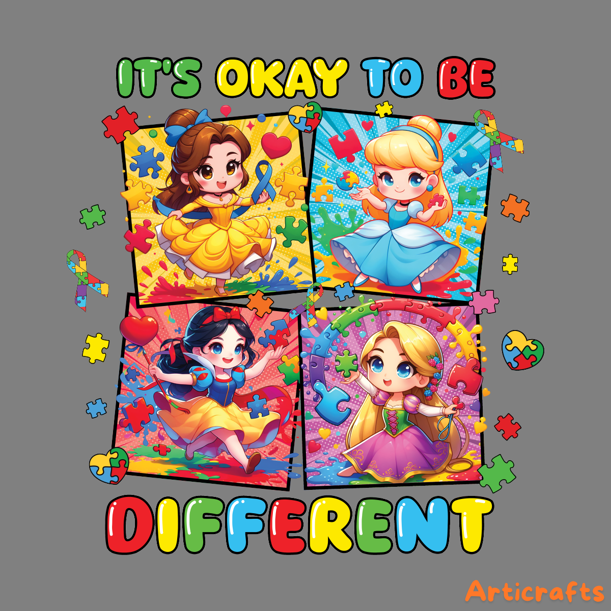 Princess Cartoon Its Okay To Be Different PNG | Inspire Uplift