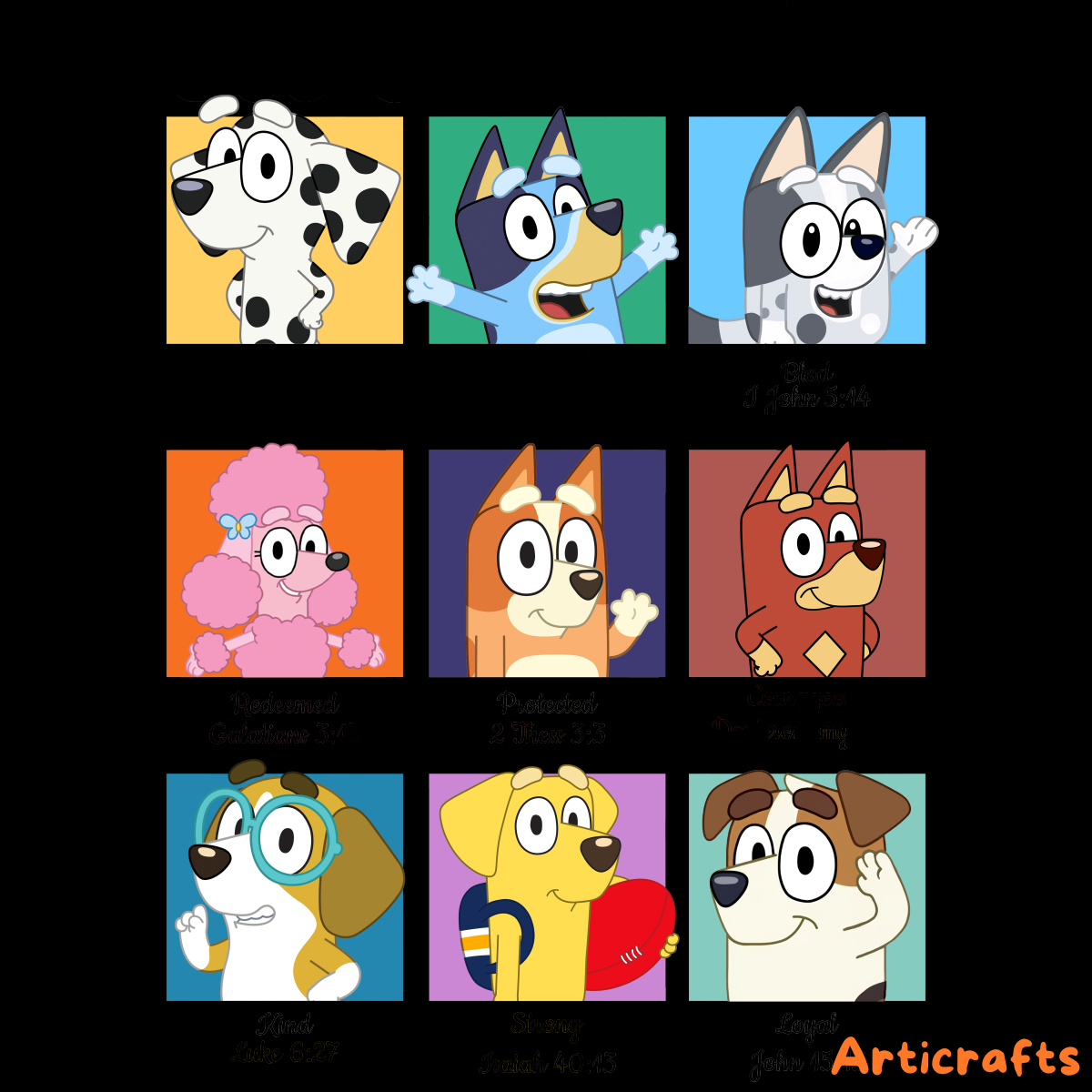 Bluey Characters God Says I Am PNG Digital Download Files | Inspire Uplift