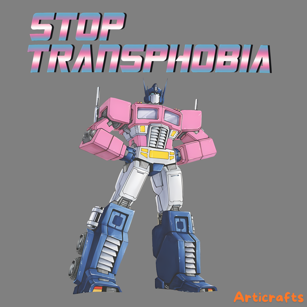 Stop Transphobia LGBT Robot PNG Digital Download Files - Inspire Uplift