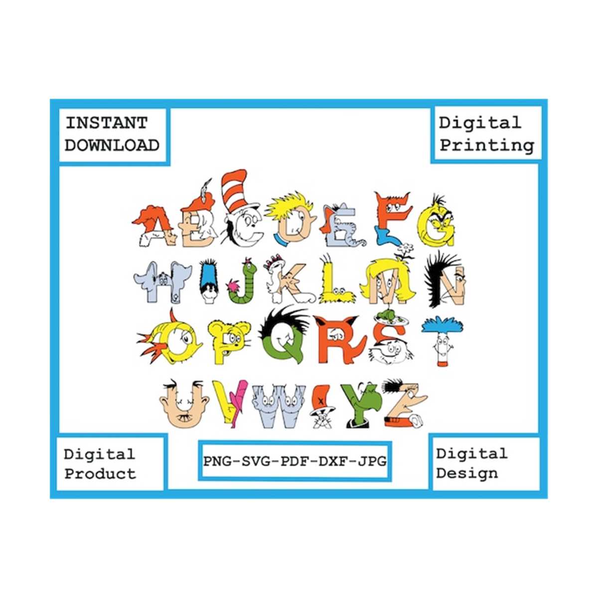 Dr. Suess Alphabet Png Svg Pdf, Dr. Suess Bundle, Cat In The | Inspire ...